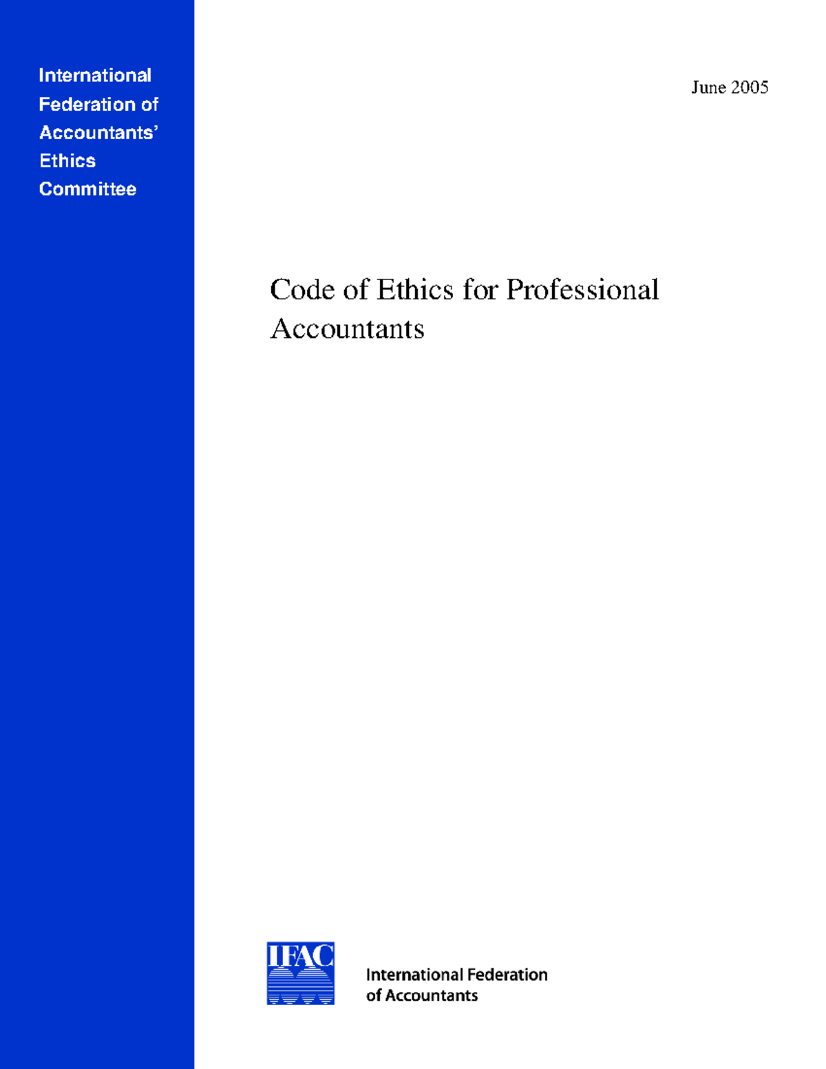 Ifac code of ethics - June 2005 Code of Ethics for Professional ...