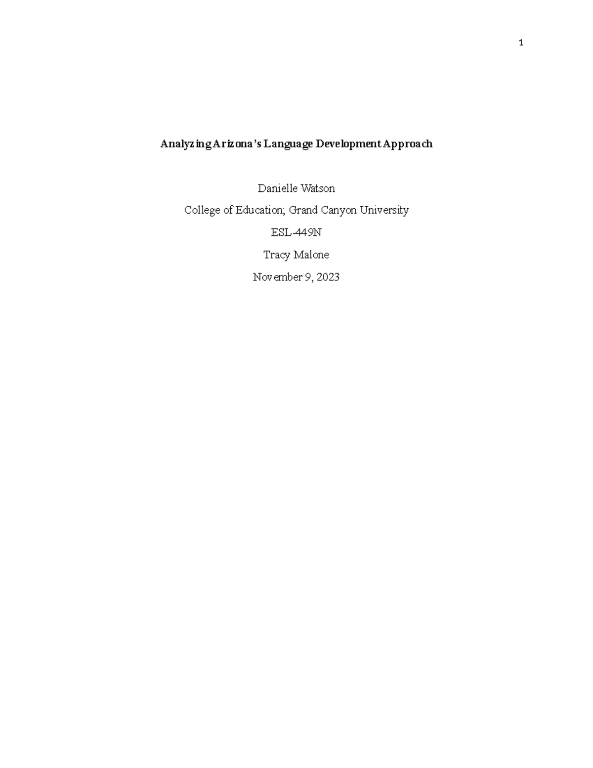 Analyzing Arizona’s Language Development Approach script - According to ...
