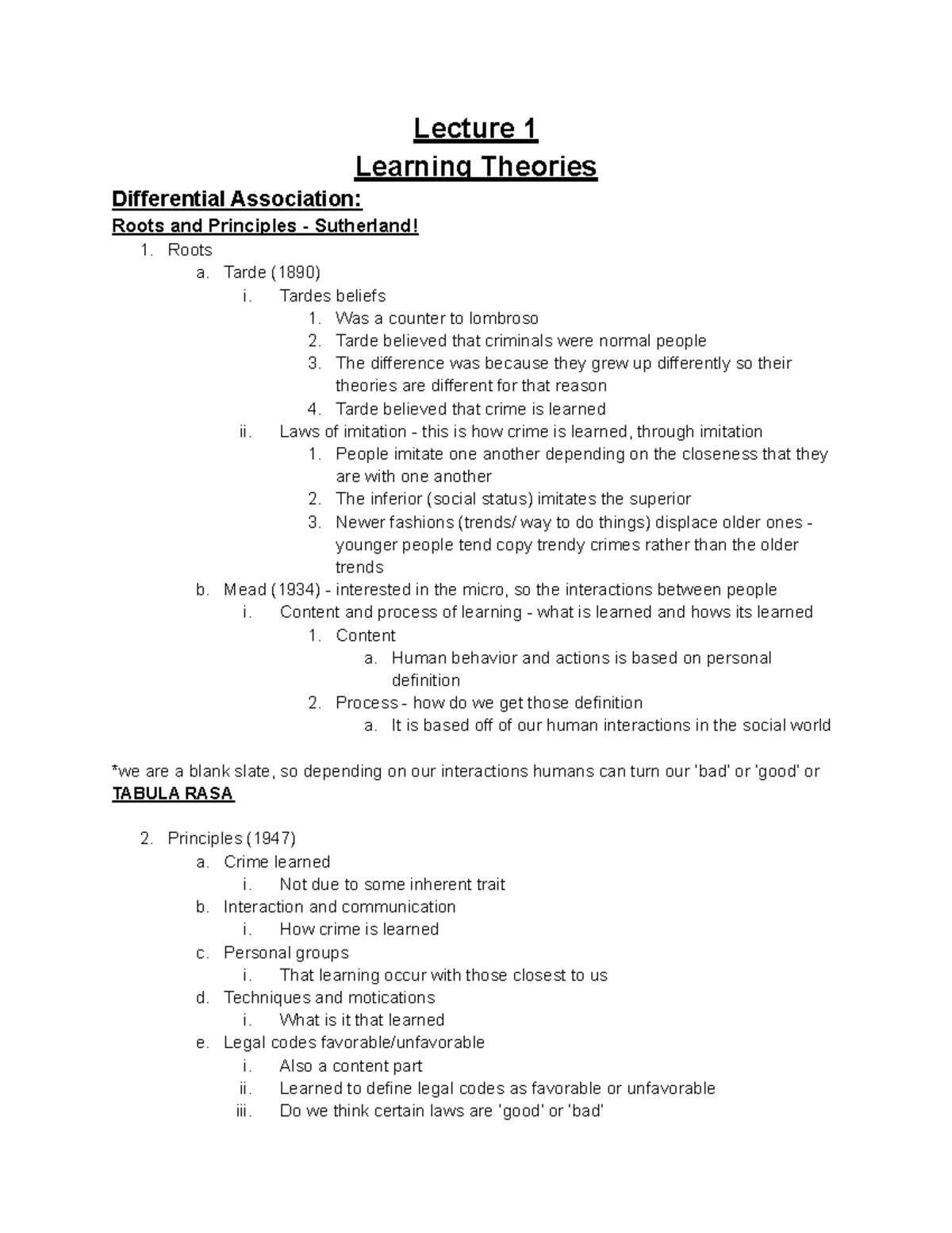 CJC 102 Unit 4 Lecture 1 - Lecture 1 Learning Theories Differential Association: Roots and - Studocu