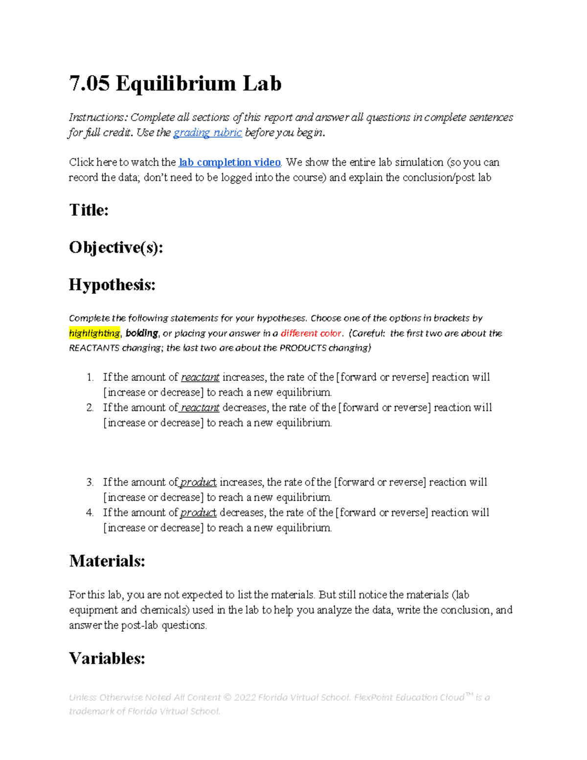 Copy of 7.05 Equilibrium Template - 7 Equilibrium Lab Instructions ...