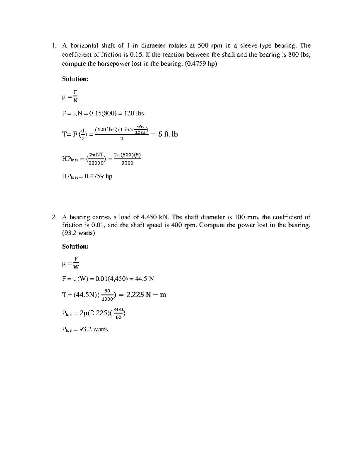 Problem Solving For A Horizontal Shaft Of 1 in Diameter Rotates At problem-solving-for-a-horizontal-shaft-of-1-in-diameter-rotates-at