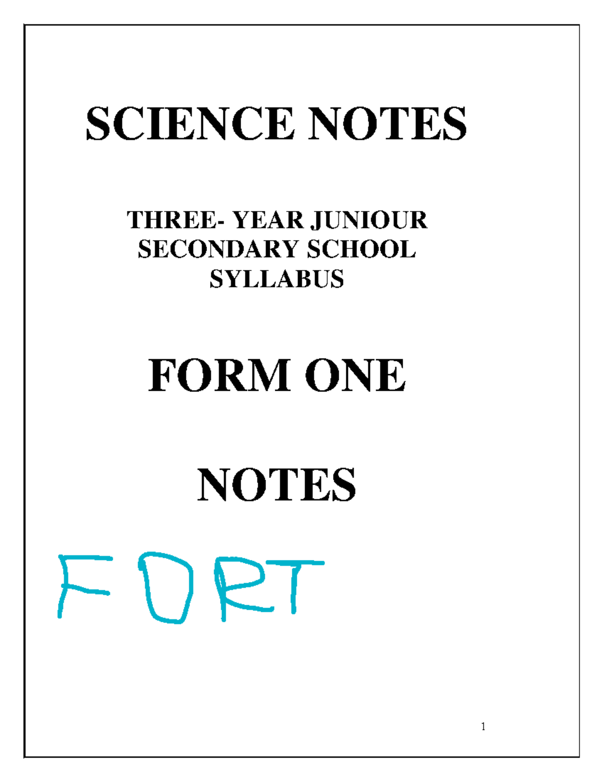 Notes 1 3 1 Science Notes Three Year Juniour Secondary School Syllabus Form One Notes The