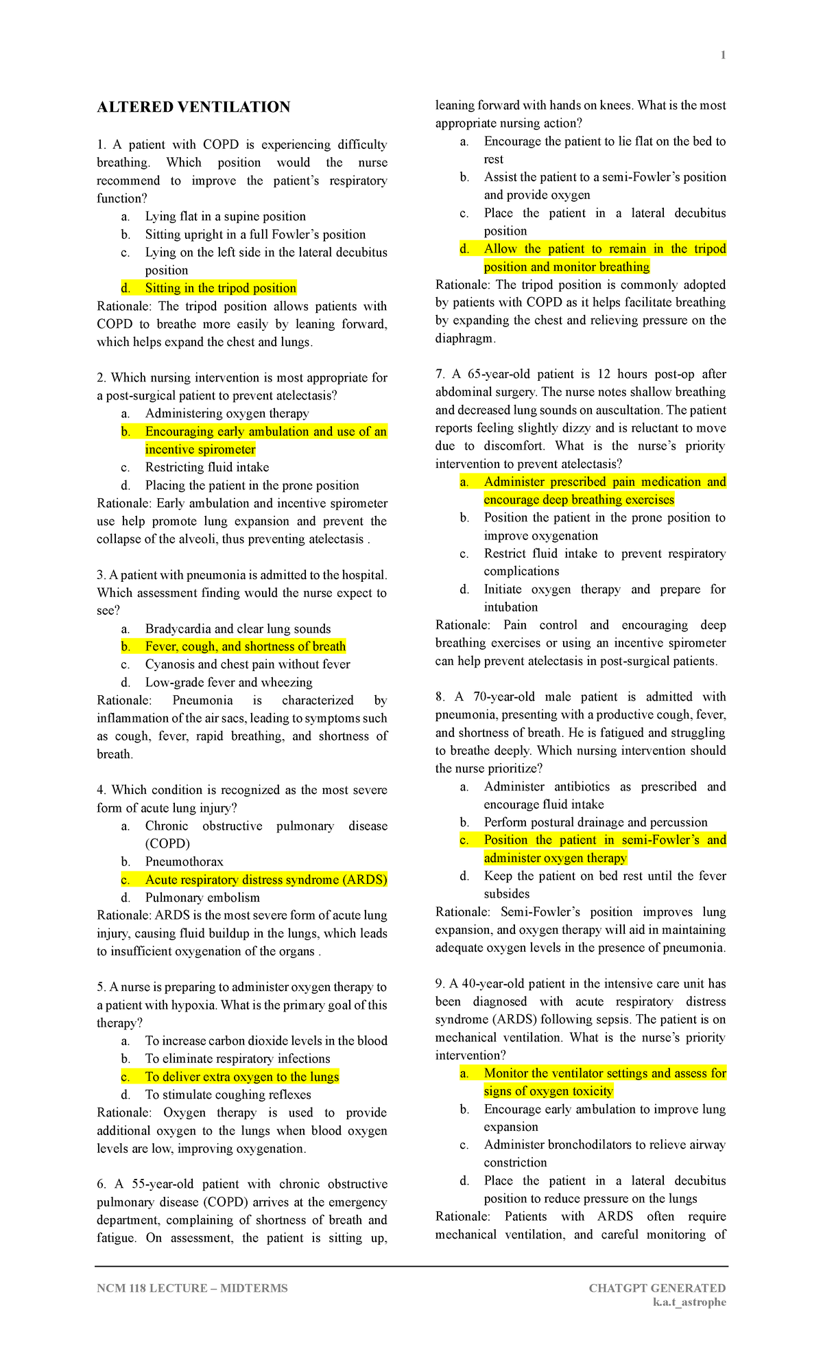 [118 LEC] Test Banks - AI Generated Midterms - NCM 118 LECTURE ...