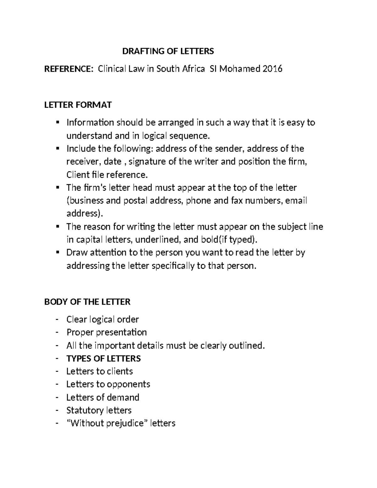 Lesson 4 Ethics Drafting OF Letters - DRAFTING OF LETTERS REFERENCE ...
