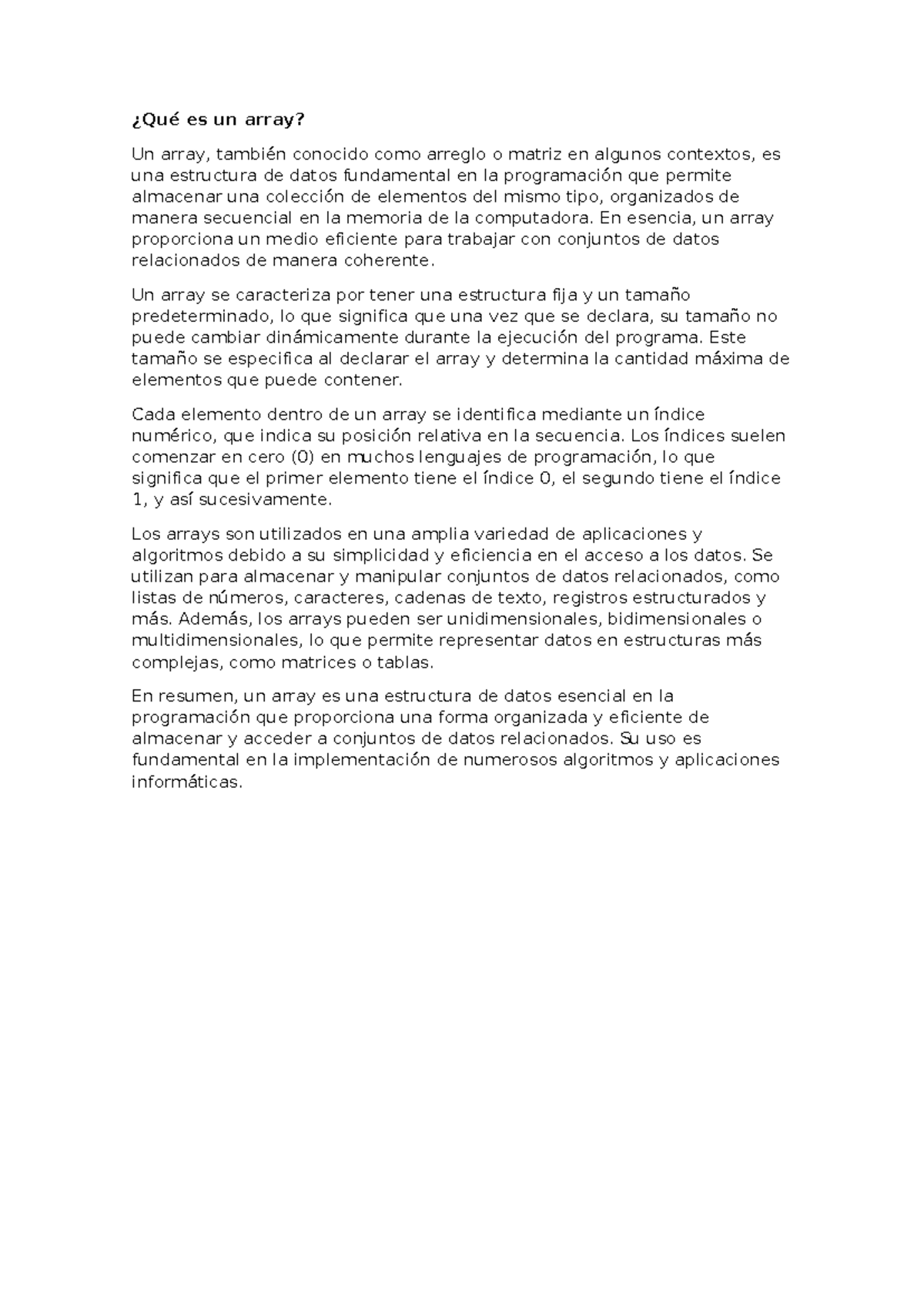 Qué es un array - ¿Qué es un array? Un array, también conocido como ...