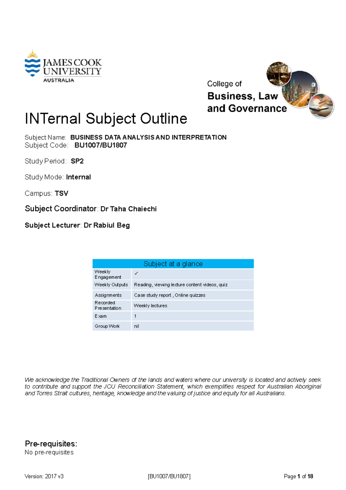 BU1007 BU1807 Subject Outline TSV INT 2017 - INTernal Subject Outline ...