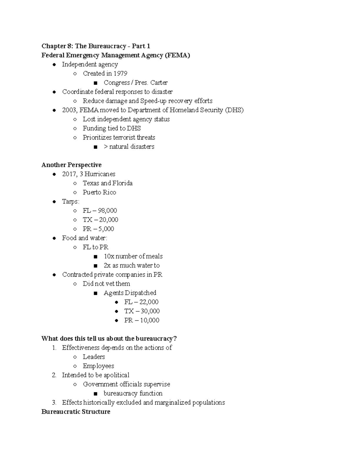 Chapter 8 The Bureaucracy - Part 1 - Chapter 8: The Bureaucracy - Part ...