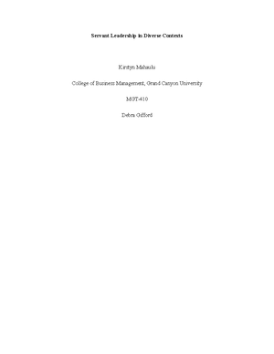 APA Servant Leadership in Diverse Contexts - Studocu