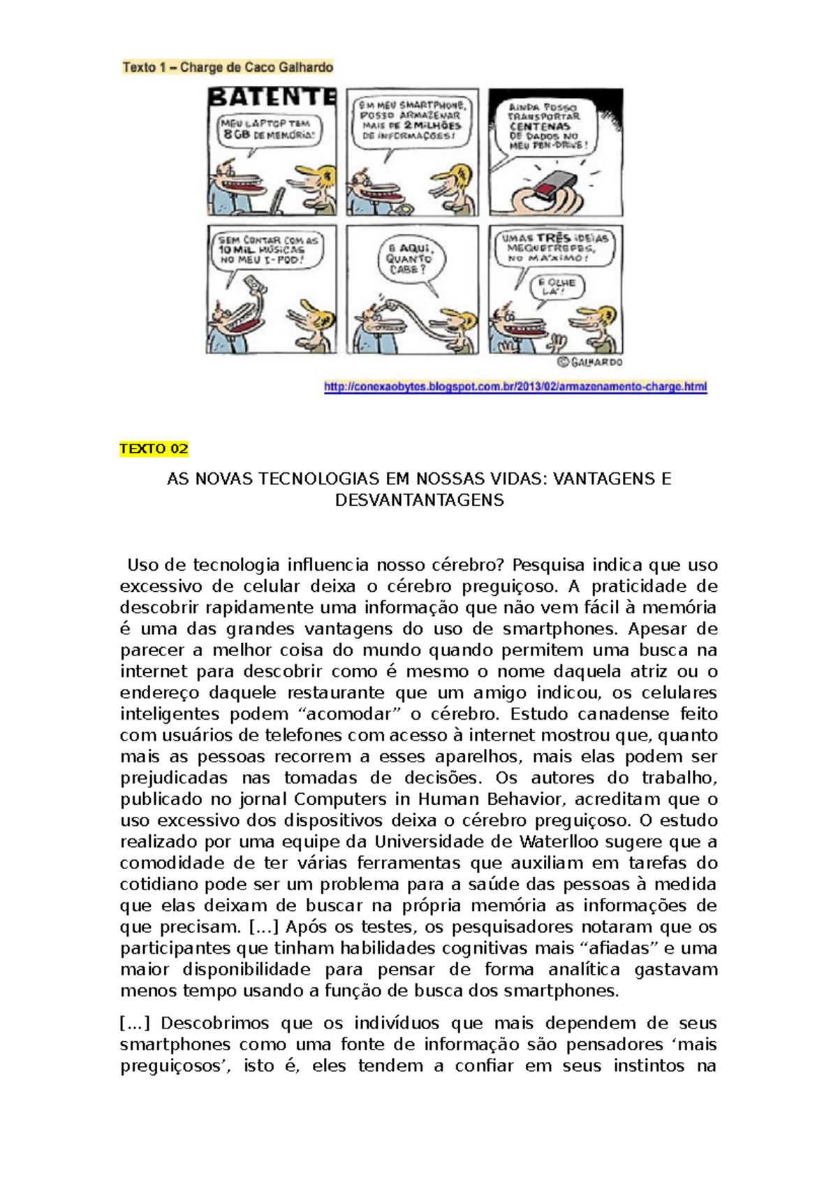 AS Novas Tecnologias EM Nossas Vidas lpt - TEXTO 02 AS NOVAS ...