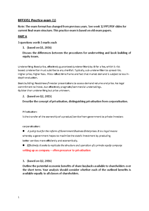 BFF3351 Tutorial 7 suggested solutions - Week 7 tutorial (Topic week 6) suggested solutions ...