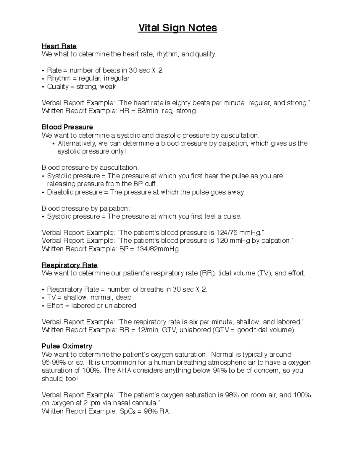 EMT Vital Signs Cheat Sheet - Vital Sign Notes Heart Rate We what to ...