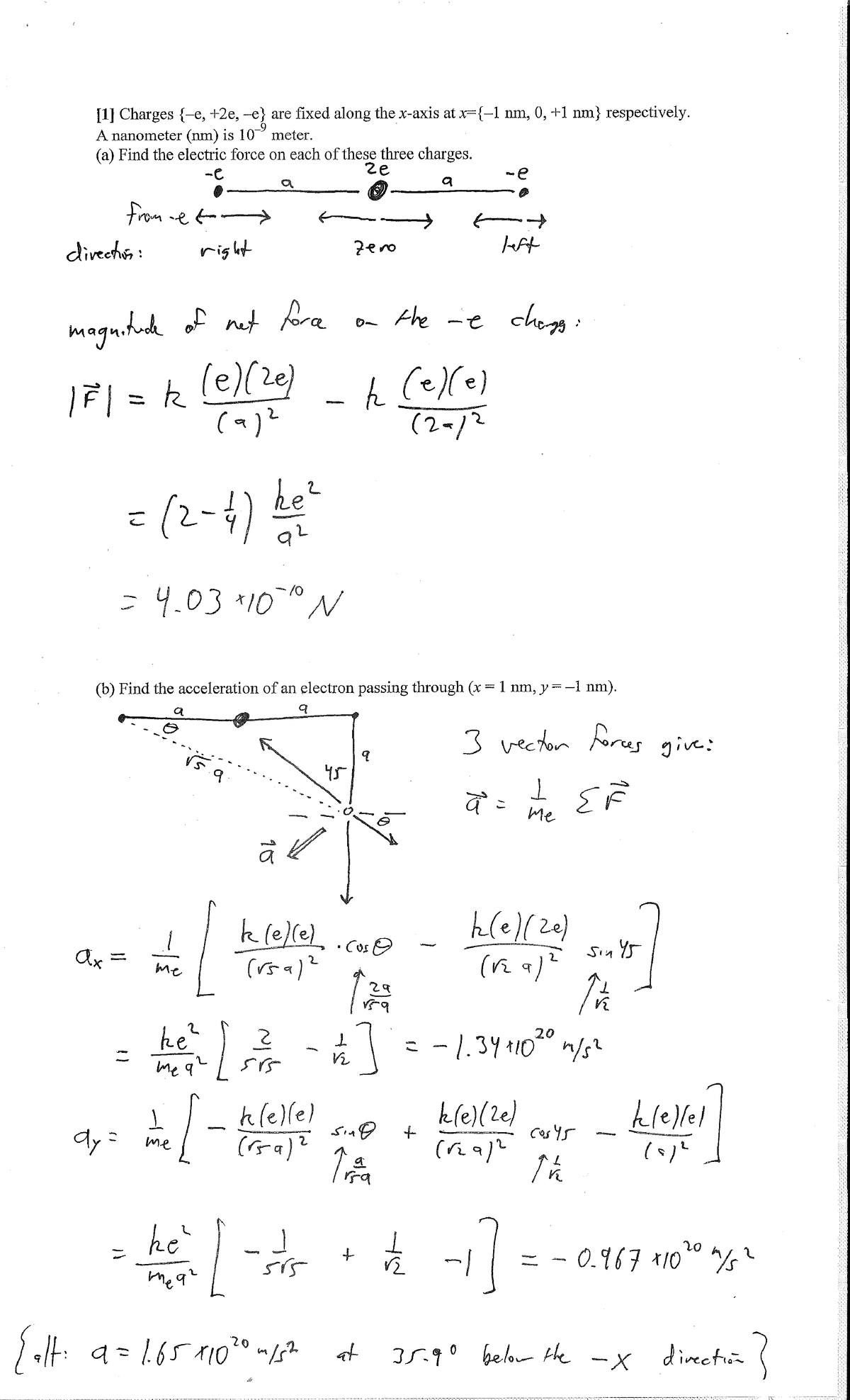2016 midterm 01 solns - Practice Questions Solution for Exam - Charges are fixed along the at nm ...