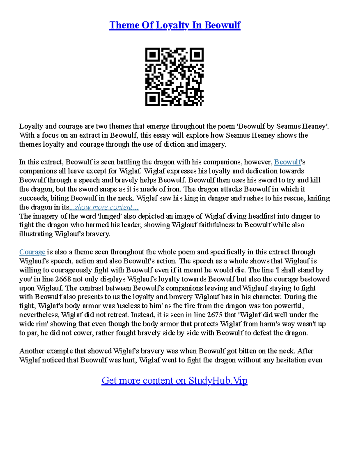 Beowulf Essays Beowulf Essays - Theme Of Loyalty In Beowulf Loyalty and ...