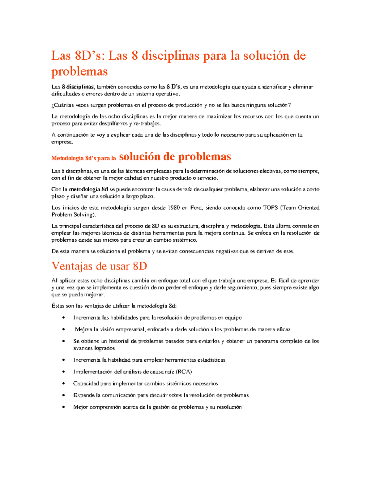 Las 8D - lectura de las 8d junio 2022 - Las 8D’s: Las 8 disciplinas ...