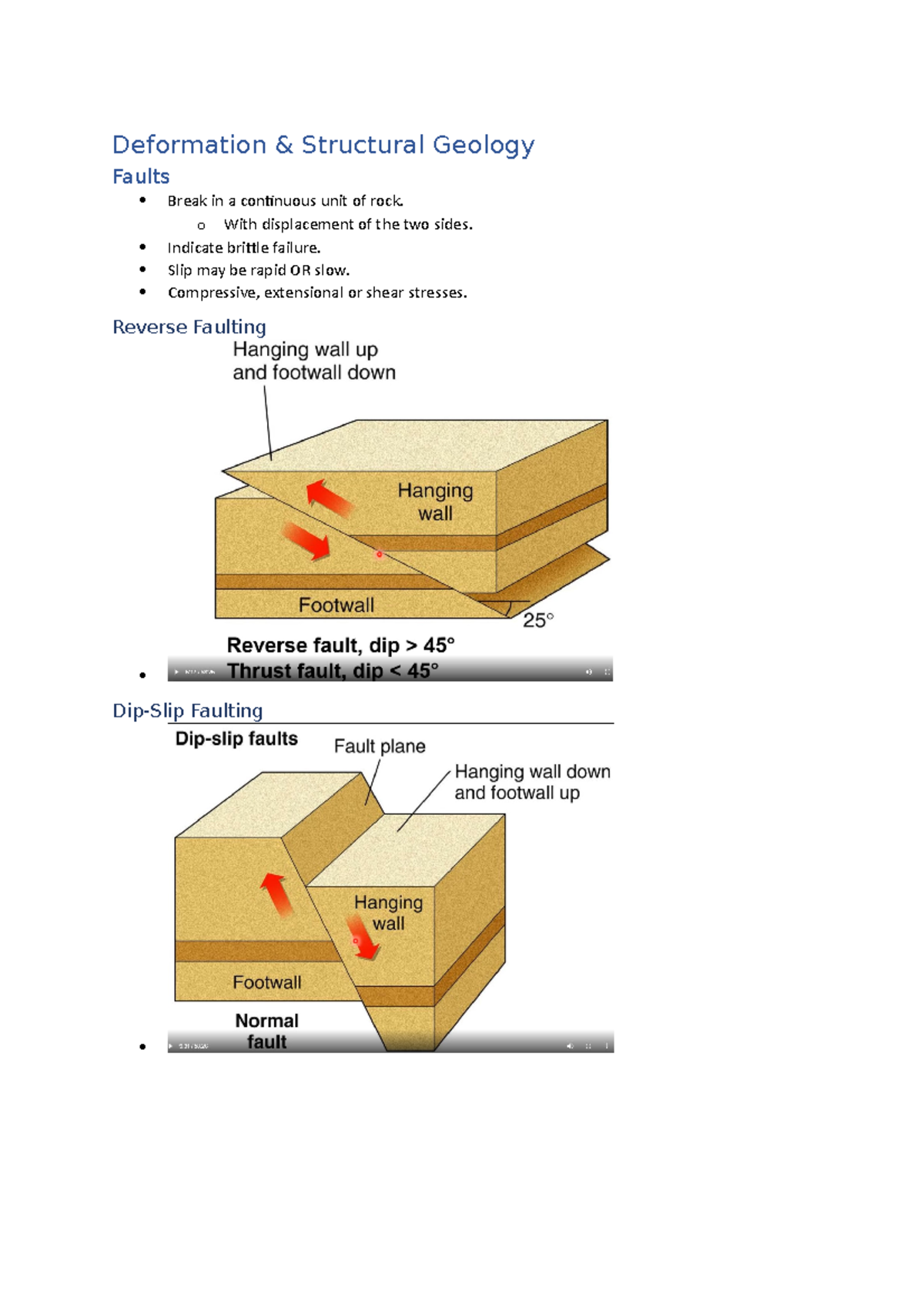 Deformation - Lecture notes 8 - Deformation & Structural Geology Faults ...