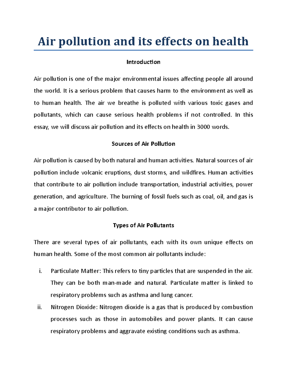 Air pollution and its effects on health - Air pollution and its effects ...
