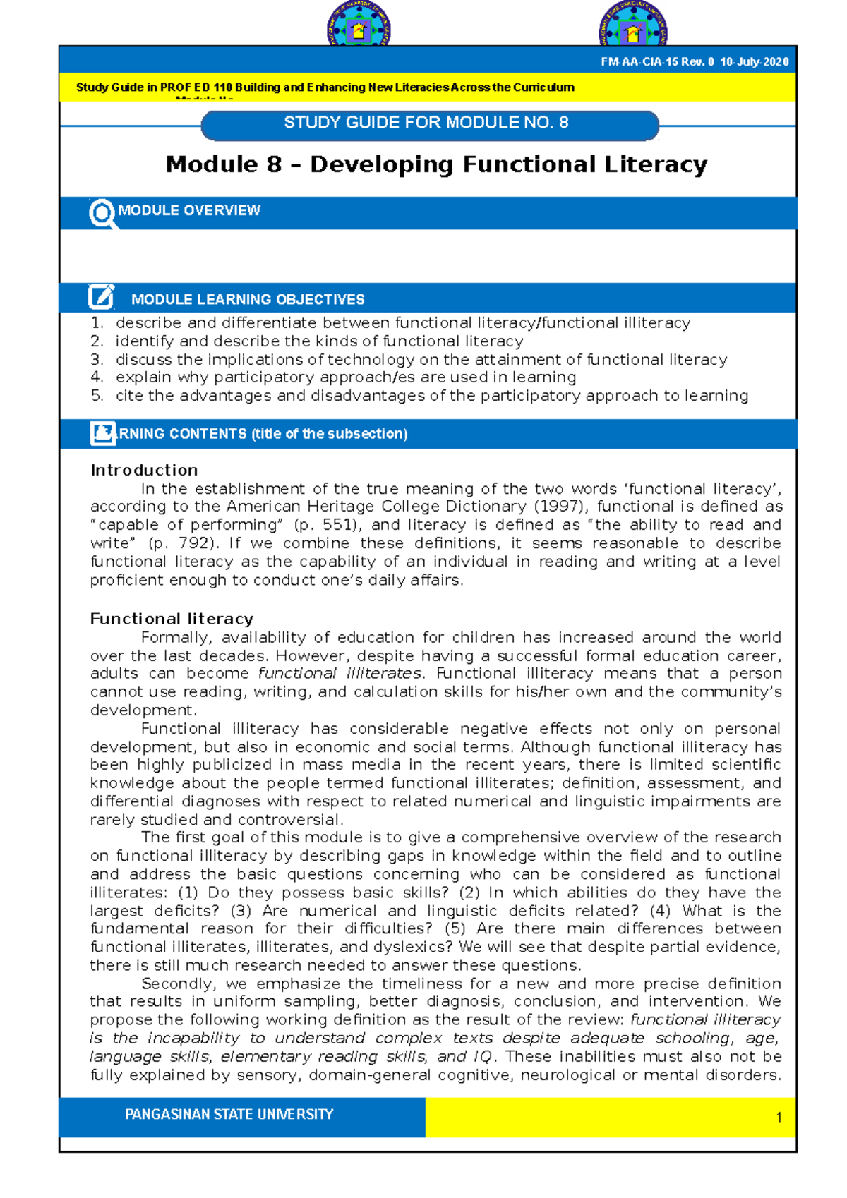 Module-8 Foundations of Special and Inclusive Education BYPROF ED 105 ...