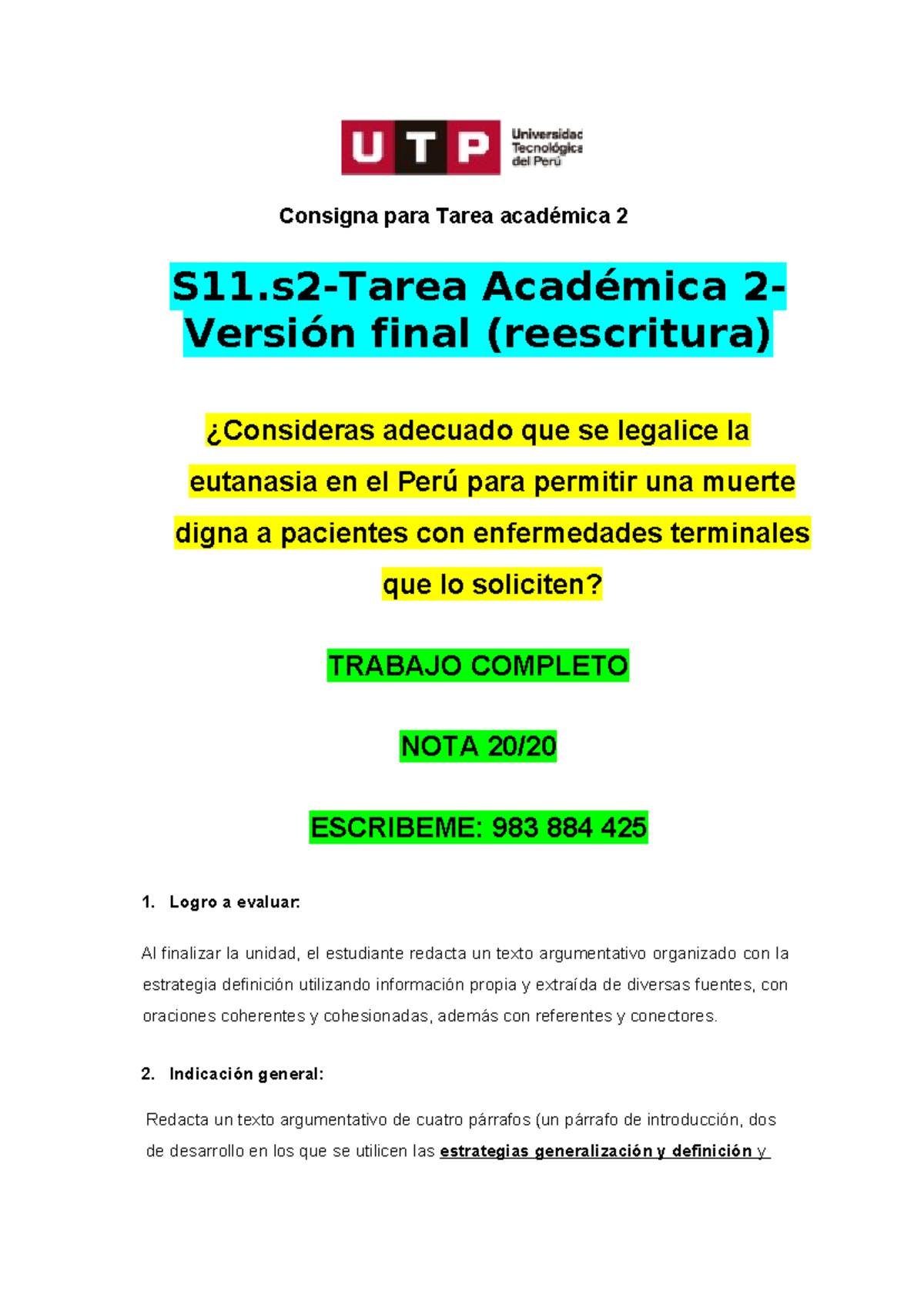 S11 +Consigna+p - Consigna para Tarea académica 2 S11.s2-Tarea Académica 2- Versión final - Studocu