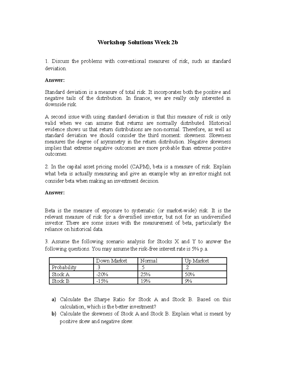 Week 2 solutions - Workshop Solutions Week 2b Discuss the problems with ...