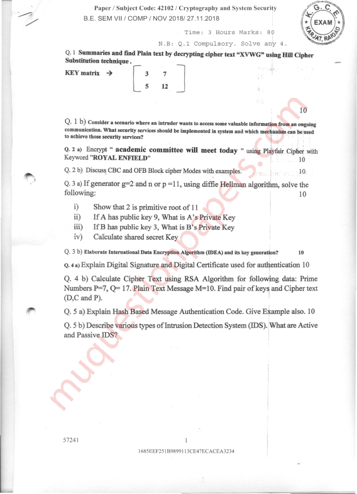 Css 4 - css previous year question papers - Cryptography & System Security - Studocu
