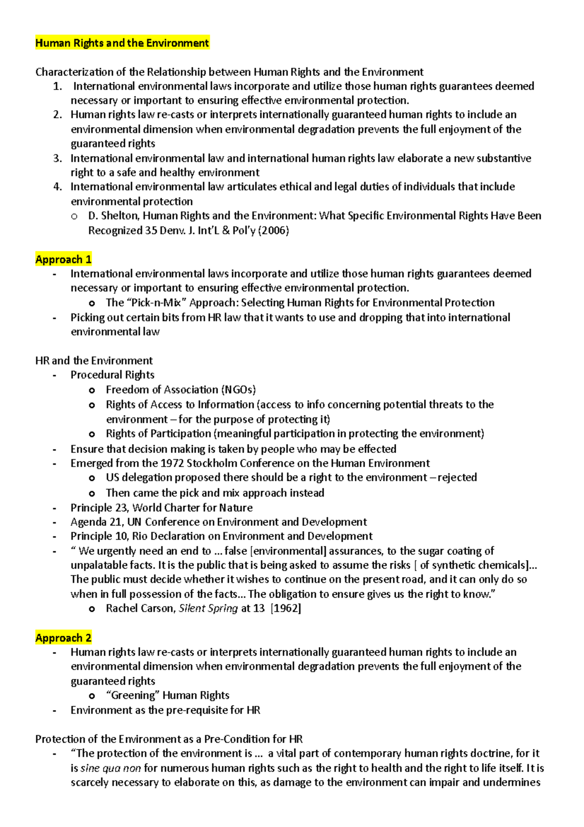 HR and the Environment - Notes and extra readings - Human Rights and ...