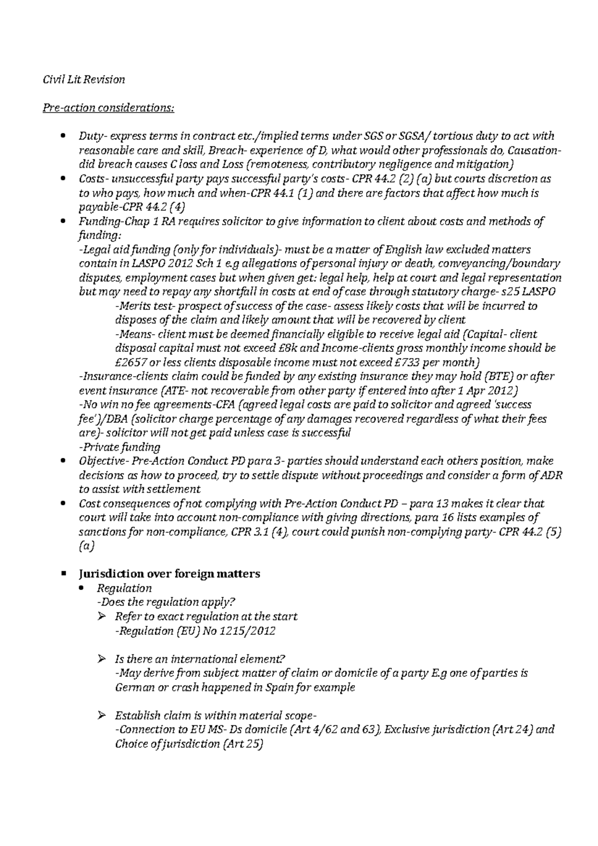 Civil Lit Revision - NOTES - Civil Lit Revision Pre-action ...