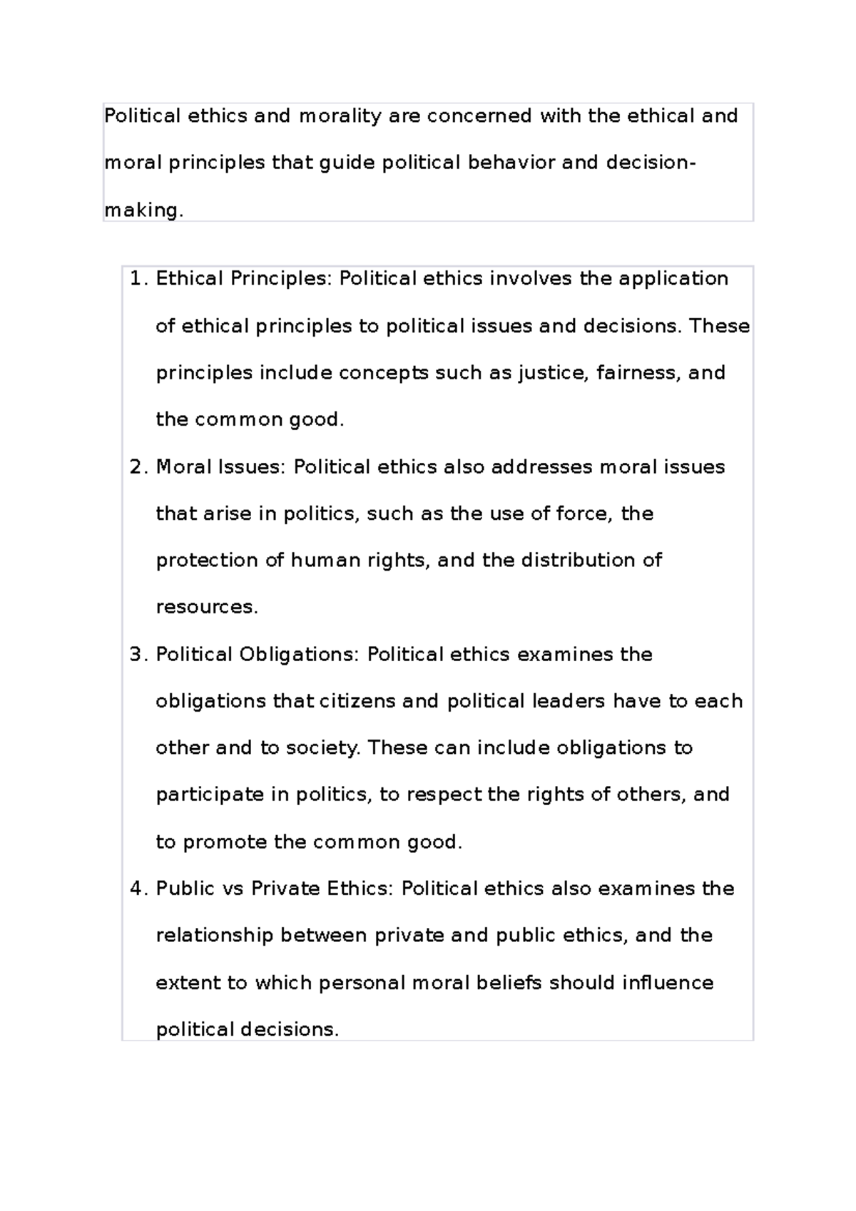 Poitical ethics and morality - Ethical Principles: Political ethics ...