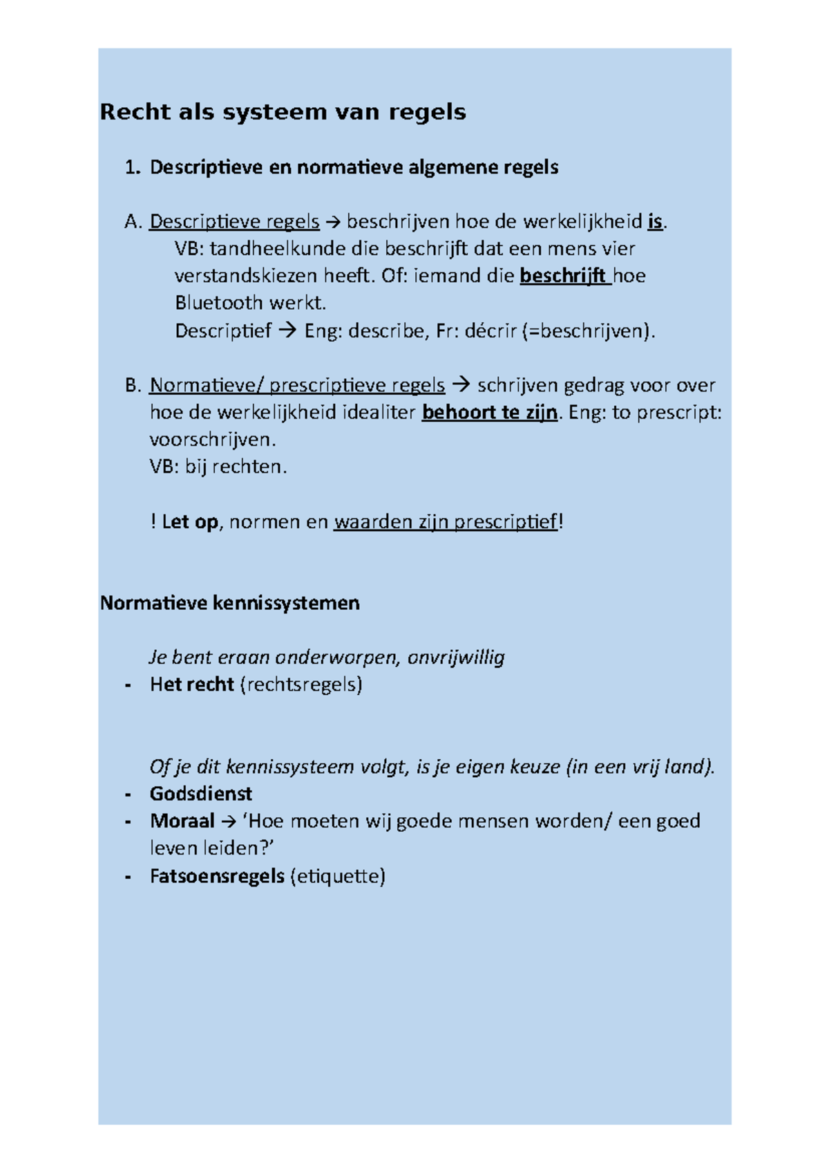 Recht als systeem van regels - Descriptieve en normatieve algemene ...