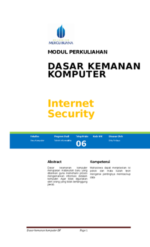 DKK MDL 1 - DKK MDL 1 - MODUL PERKULIAHAN DASAR KEMANAN KOMPUTER ...