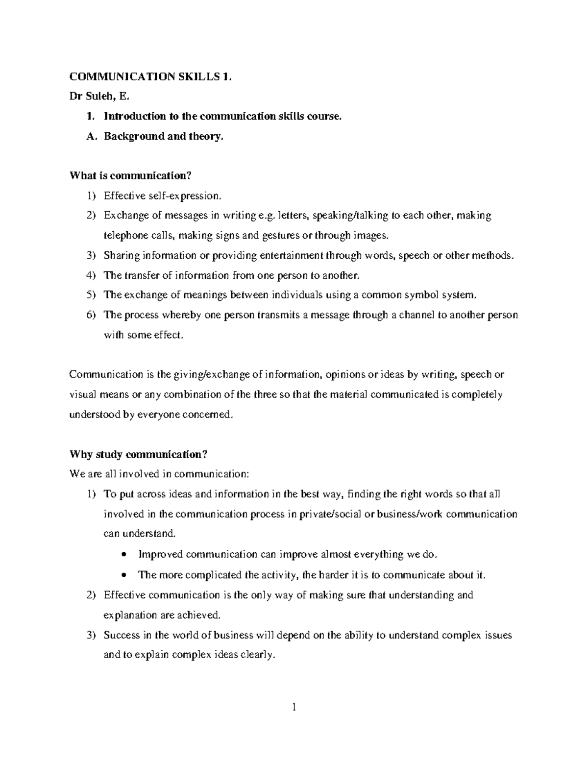 Communication Skills Introduction Barriers Models - COMMUNICATION ...