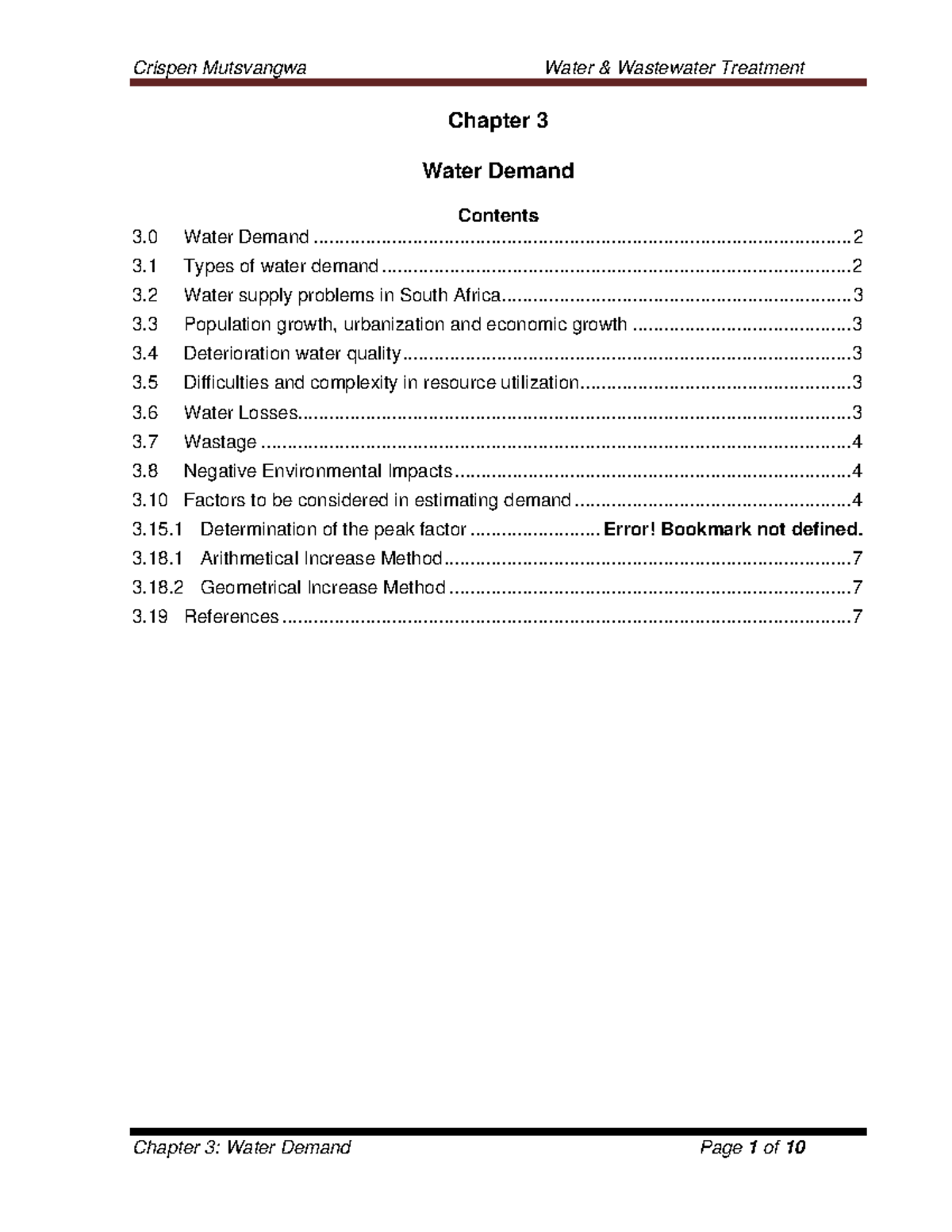 Chapter 3 Water Demand revised 2017 - Water Demand Chapter 3 Water ...