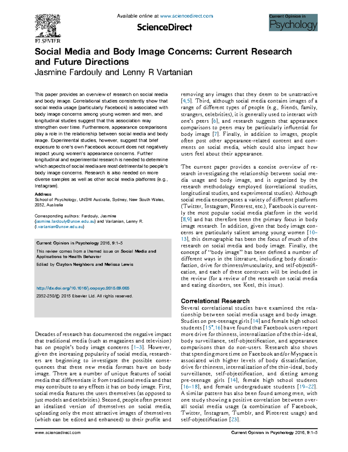 Social Media and body Image - Correlational studies consistently show ...