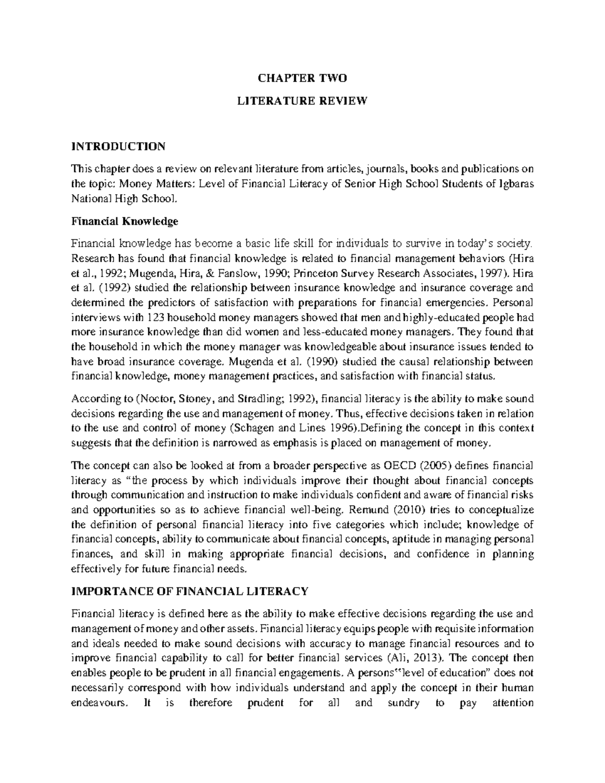 Chapter TWO RRL. - CHAPTER TWO LITERATURE REVIEW INTRODUCTION This ...