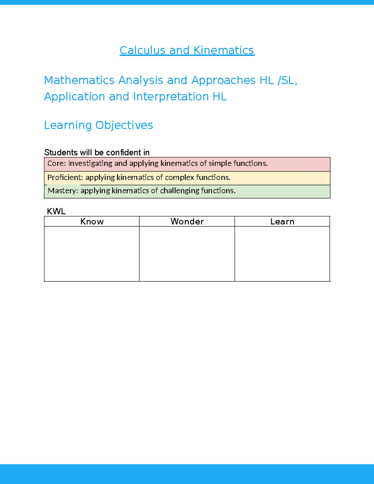 Kinematics Activity Frfkvcdmk Calculus And Kinematics Mathematics