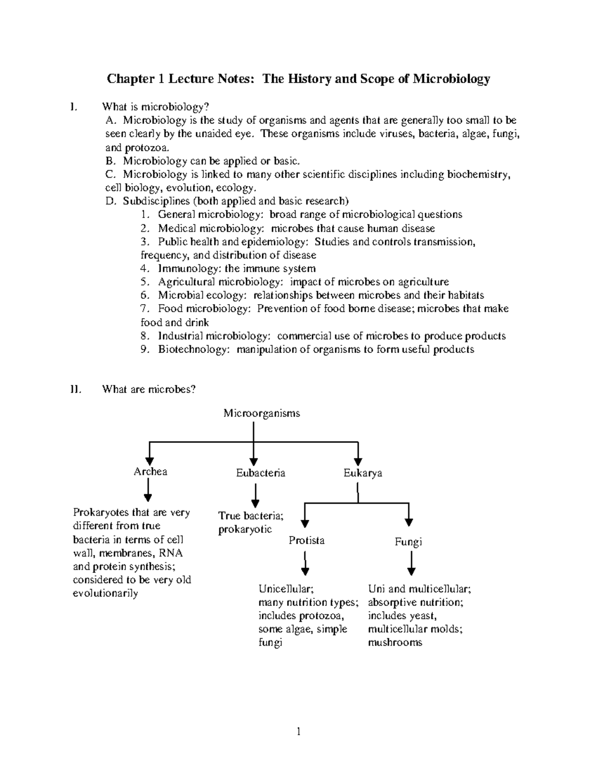 Microbiology internal notes - 1 Chapter 1 Lecture Notes: The History ...