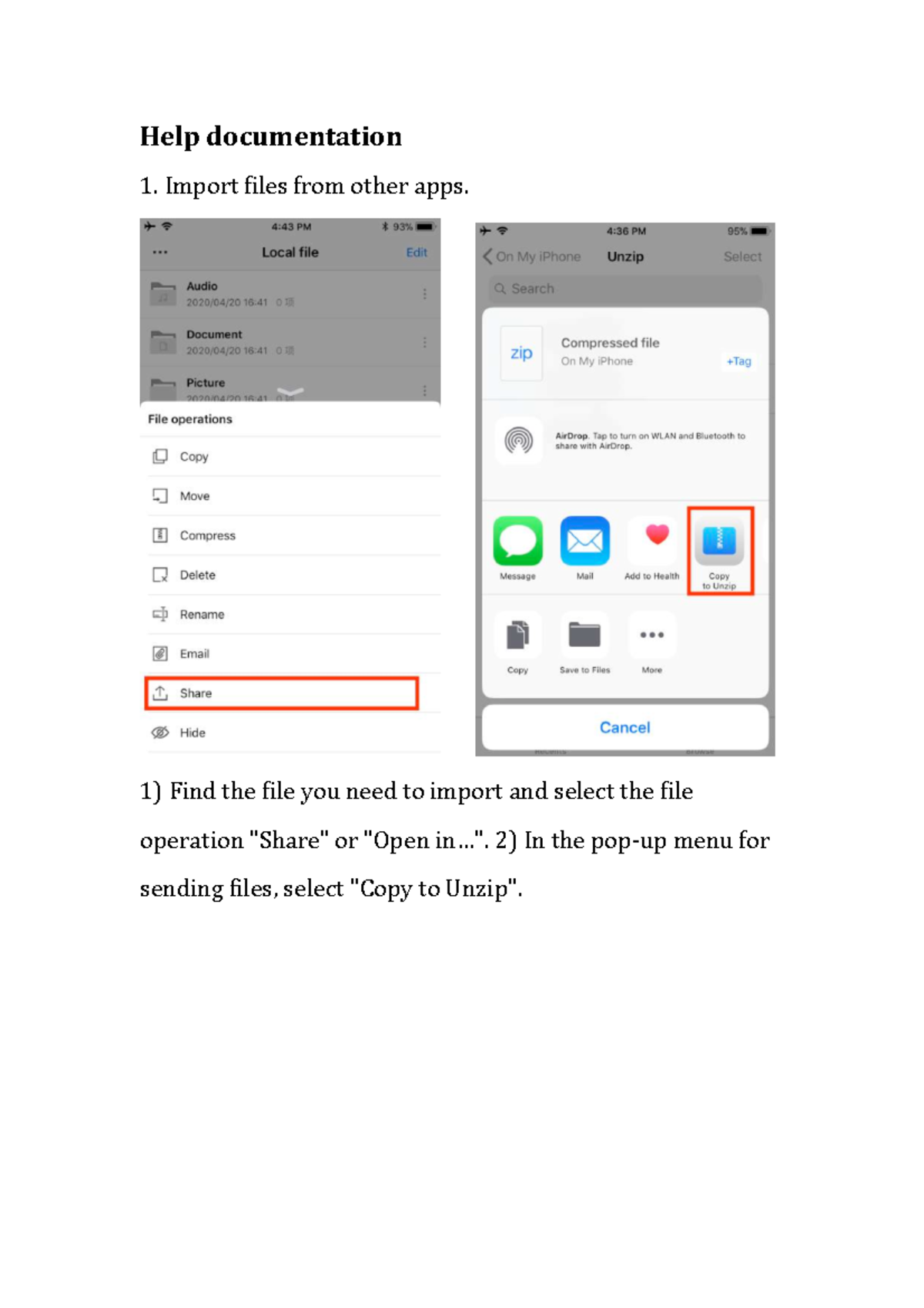 Help - Him - Help documentation Import files from other apps. Find the file you need to import ...