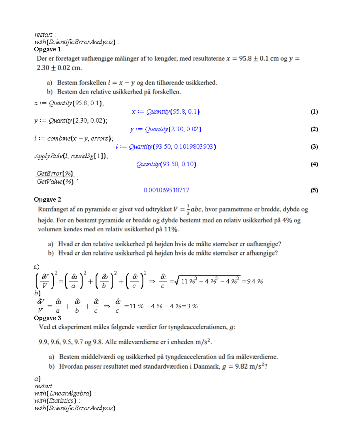 Fysik 1 - Grupperegning 3, Dataanalyse og usikkerheder - Fysik 1 - DTU - Studocu