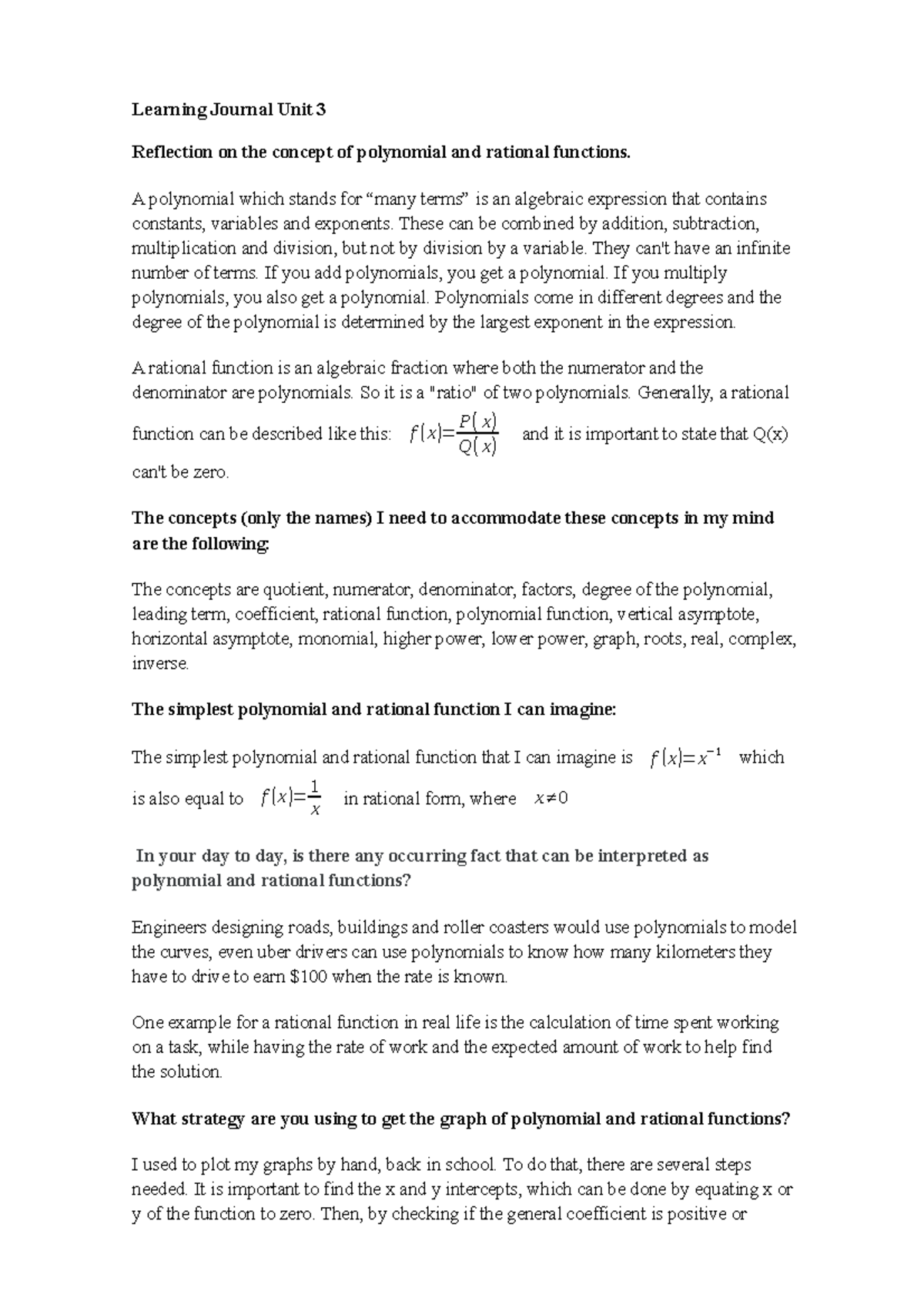 MATH1201 - Learning Journal Unit 3 - Learning Journal Unit 3 Reflection ...