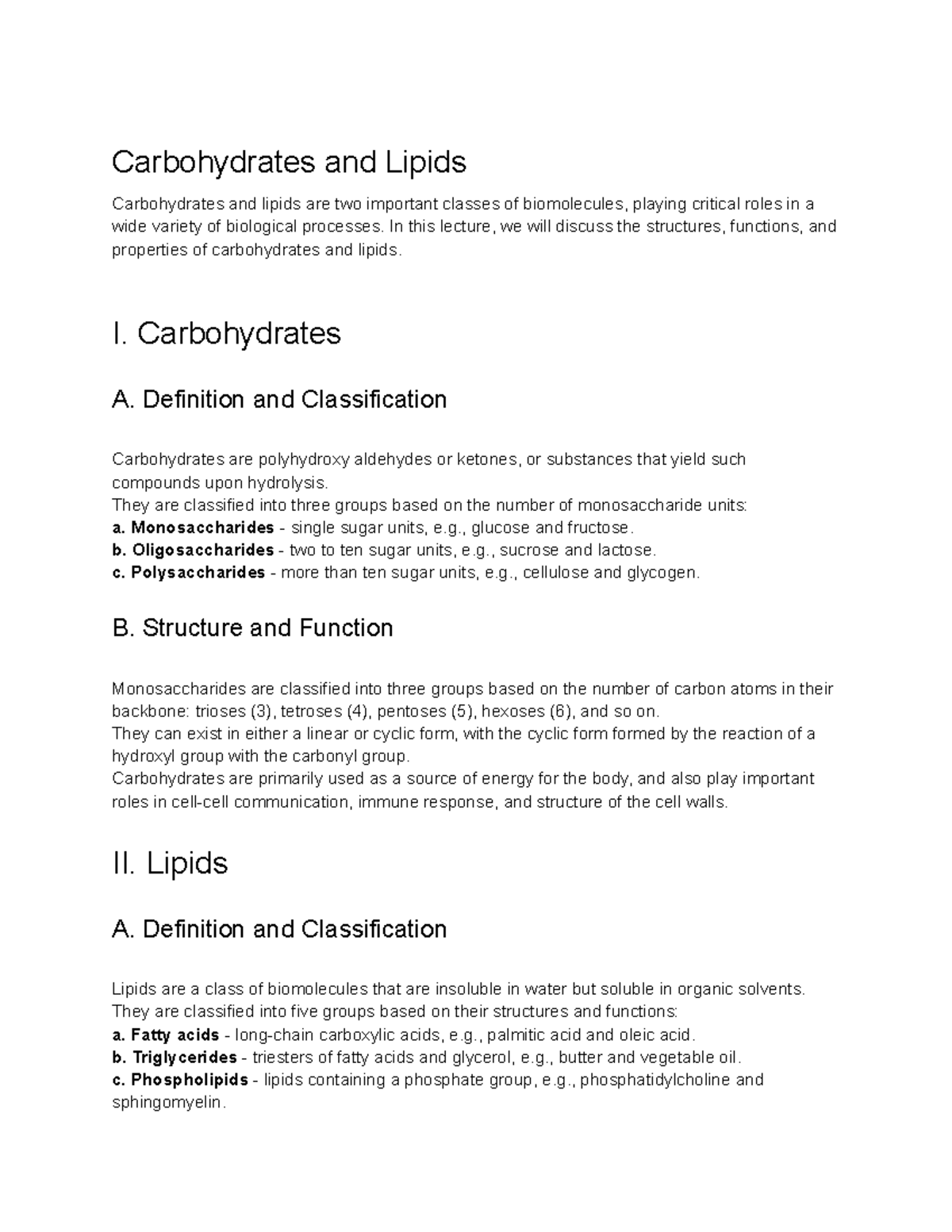 Organic Chemistry II (CHM-2020 ) Lecture 24 - Carbohydrates and Lipids ...