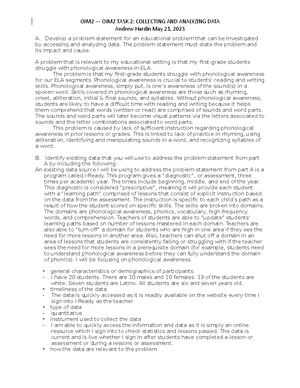 D182 Task 3 - Passed - OHM2 Task 3 A – Explain how implementing evidence-based practices (EBPs ...