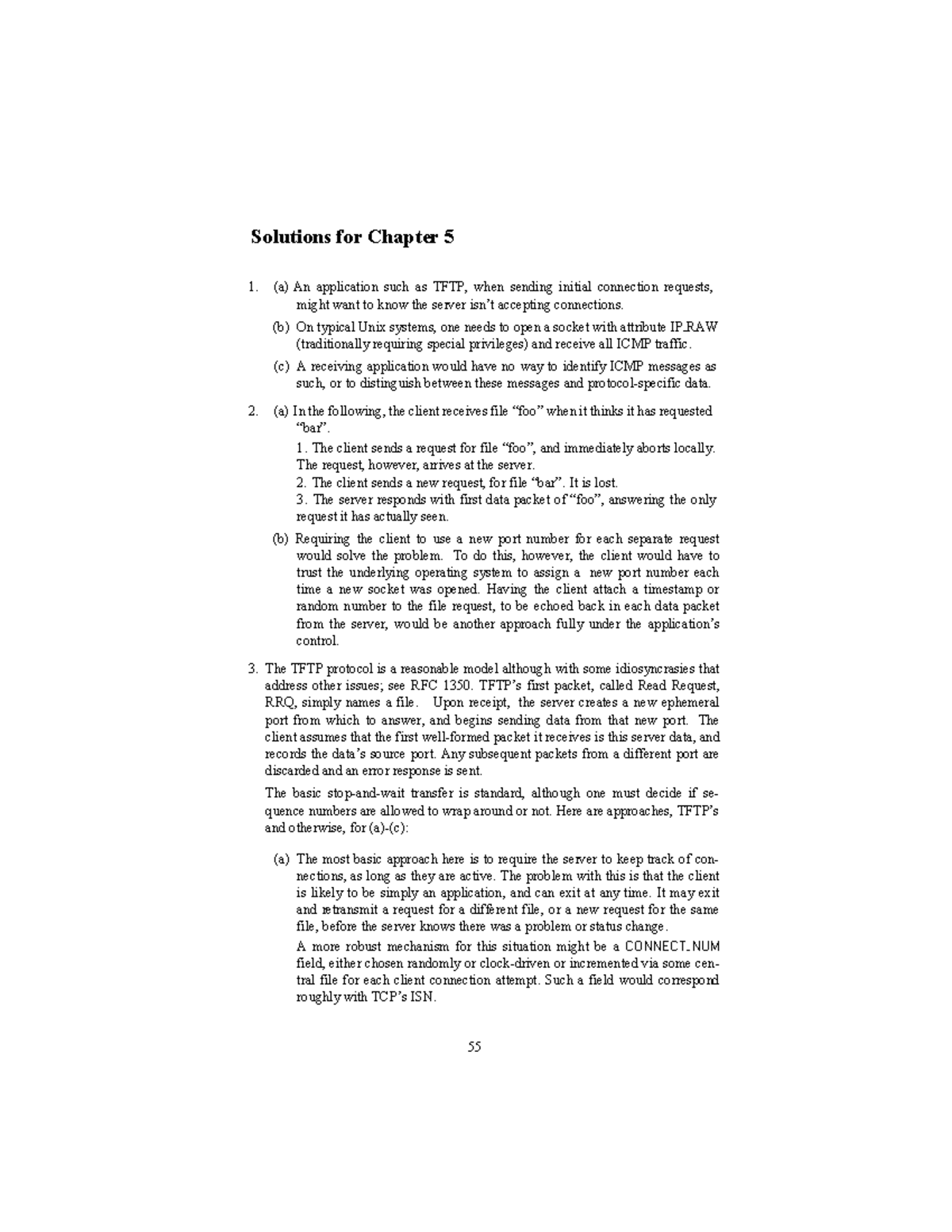 Chapter 5 Solutions - Computer Networks - 55 Solutions for Chapter 5 (a) An application such as ...