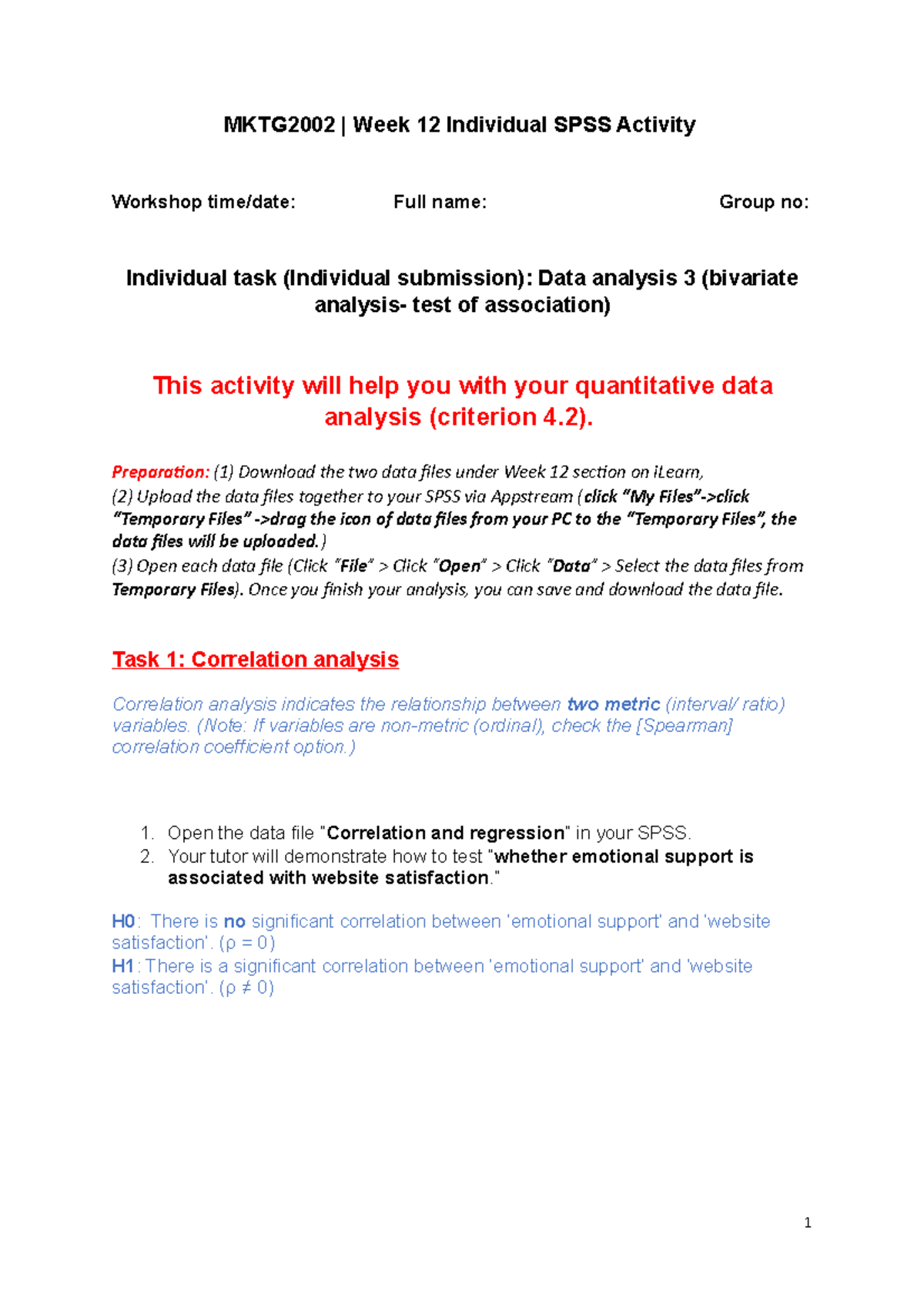 MKTG2002-Week 12 SPSS individual activity Bivariate test of association ...