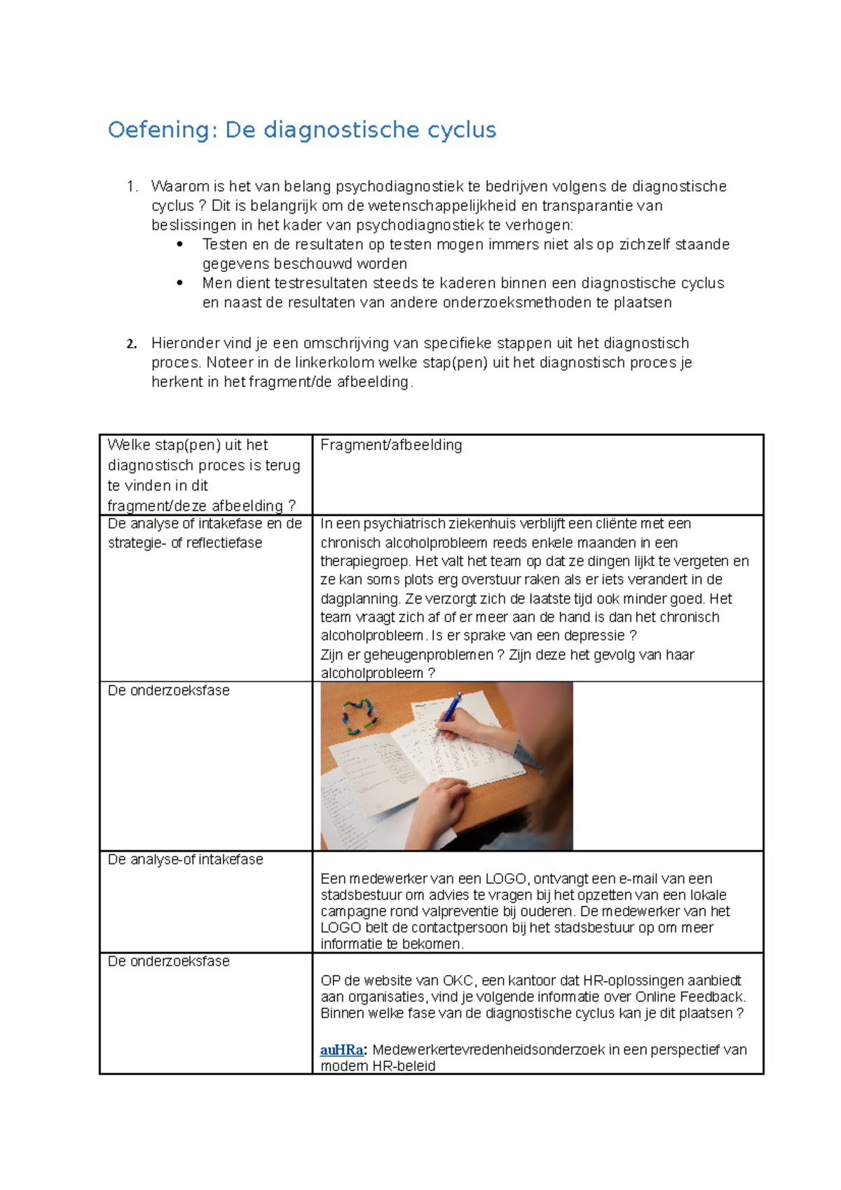 Oefening De diagnostische cyclus - Waarom is het van belang ...
