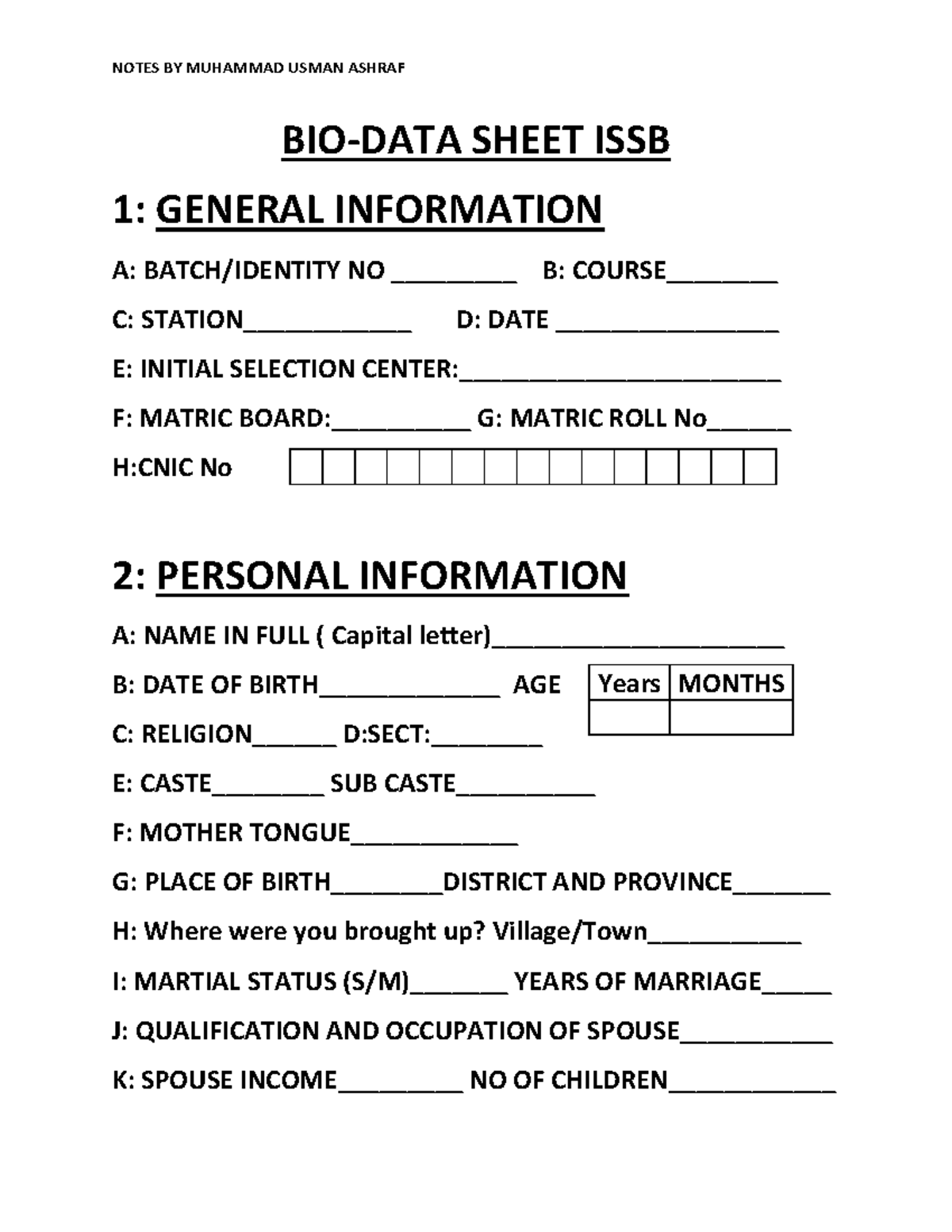 Bio data sheet-converted - BIO-DATA SHEET ISSB 1: GENERAL INFORMATION A ...