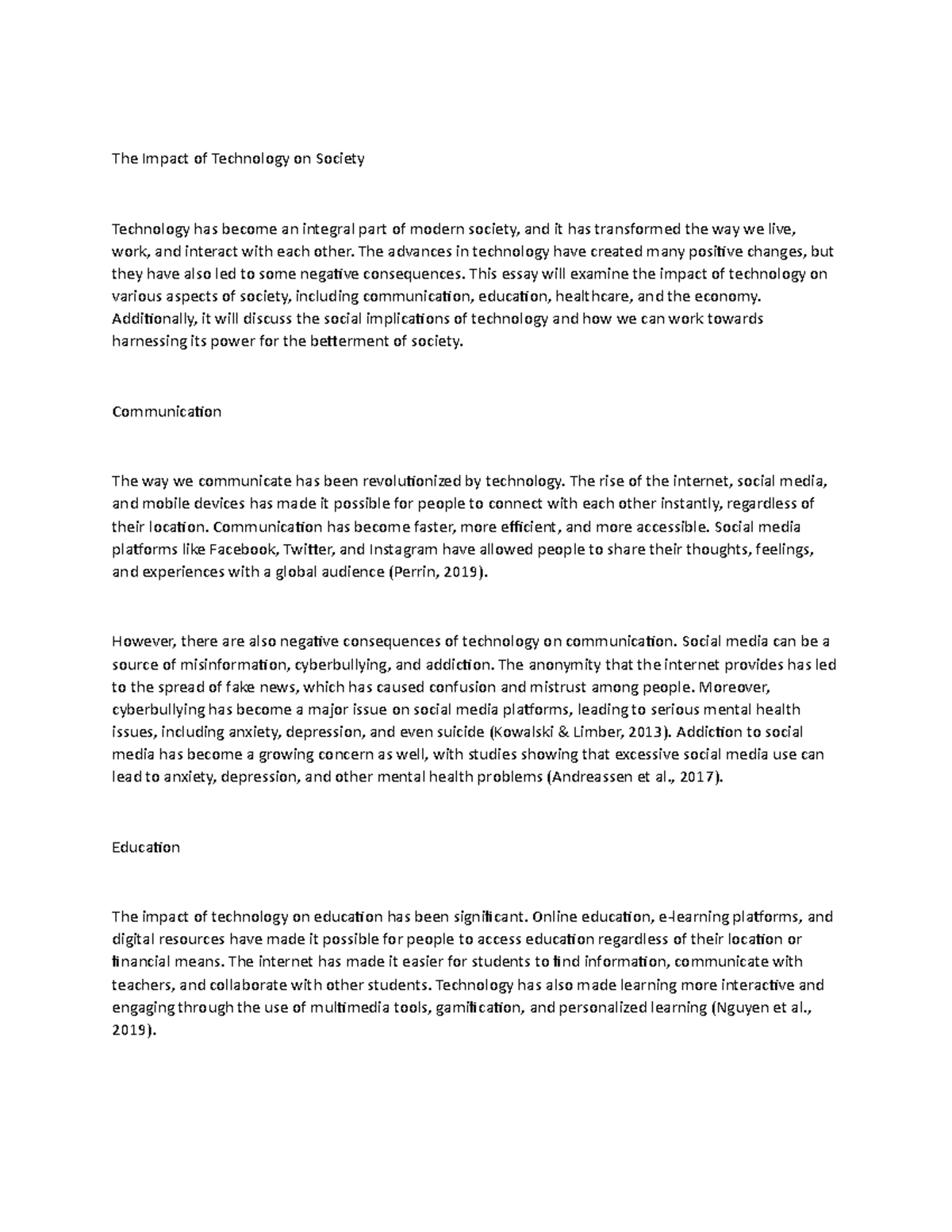 The Impact of Technology on Society - Brainstorming - The Impact of ...