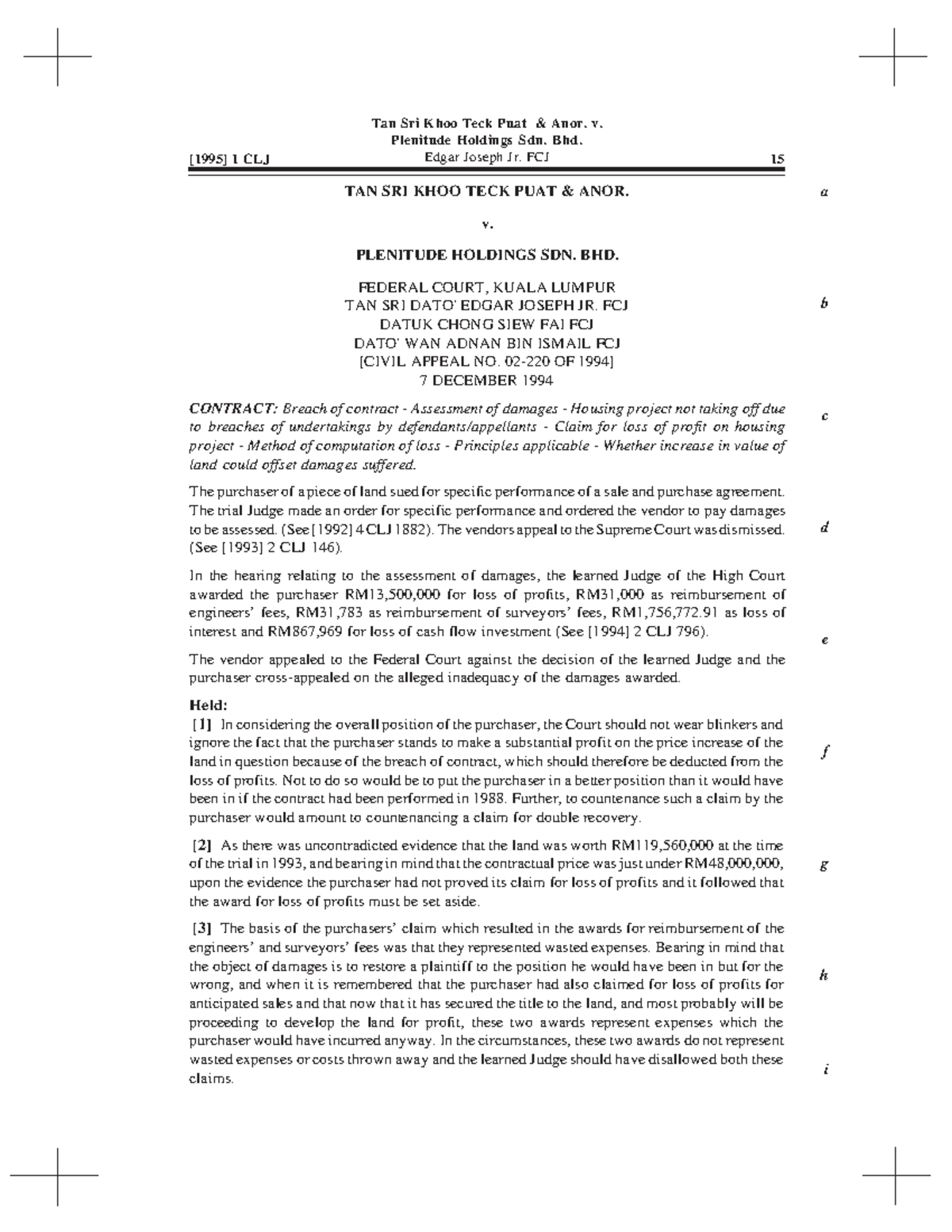 TAN SRI KHOO TECK PUAT V Plenitude Holdings (1995) - [1995] 1 CLJ Tan ...
