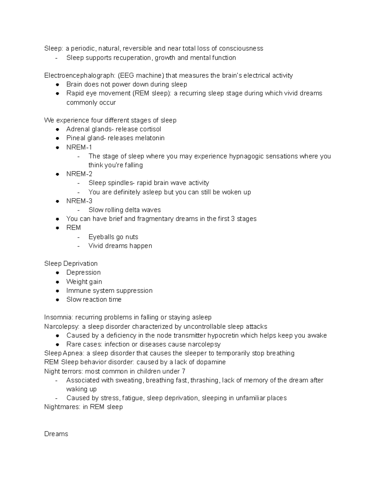 Sleep Psychology - Lecture notes 1 - Sleep: a periodic, natural ...