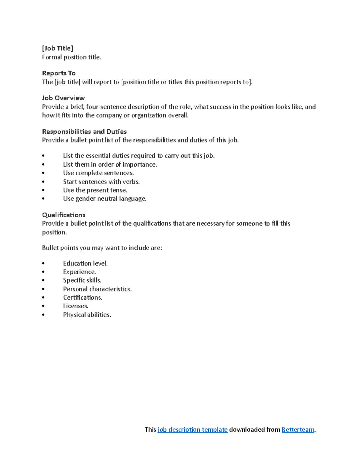 Job description template download 20210727 - [Job Title] Formal ...