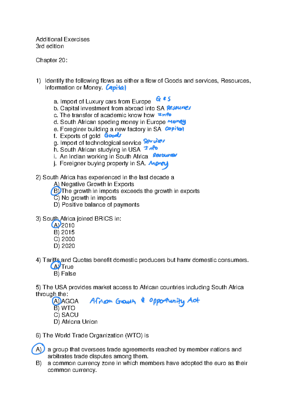 Chapter 20 Add Exercises with no answers - Additional Exercises 3rd edition Chapter 20: Identify ...