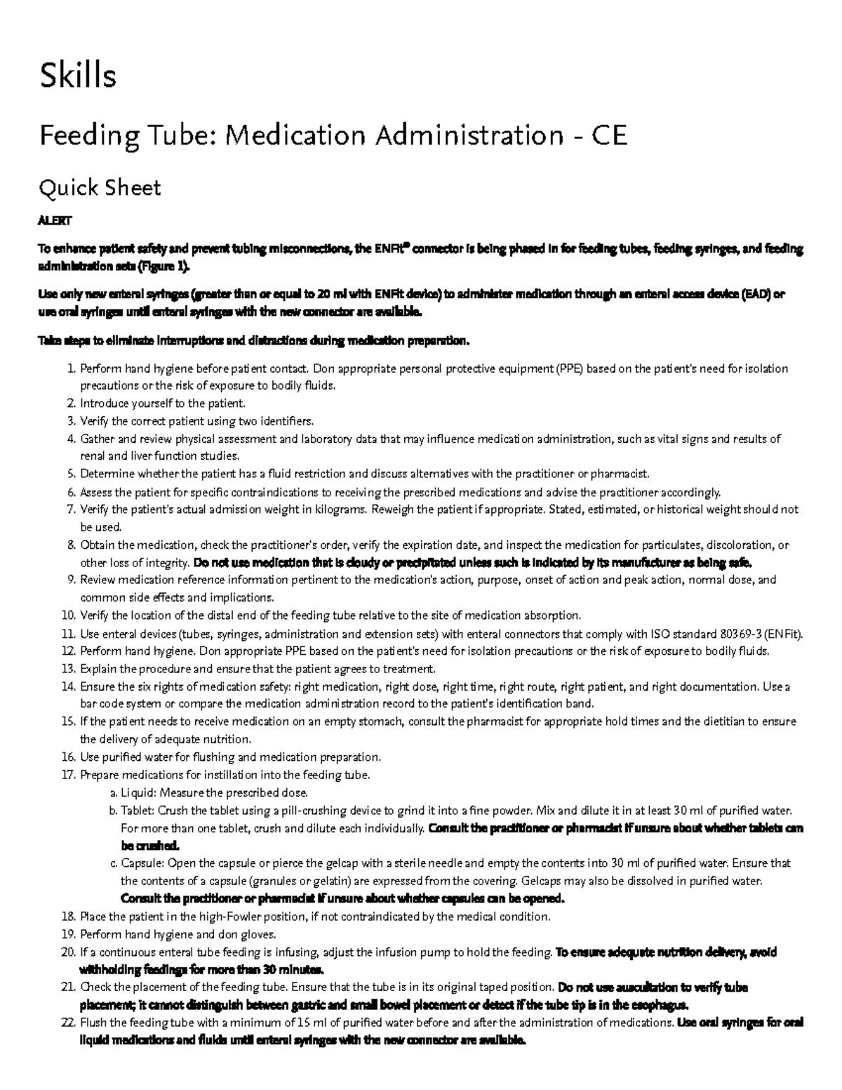 Medication via Feeding tube - Skills Feeding Tube: Medication ...